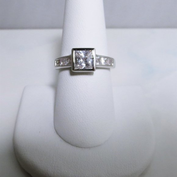 Jewelry | White Gold Plated Princess Cut 1ct Center Cz With Accents ...